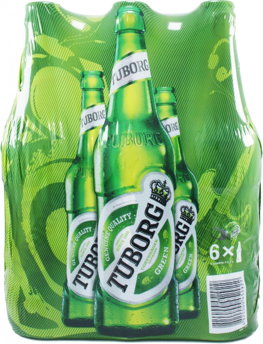 Пиво "Tuborg" Green (Ukraine), set of 6 bottles, 0.5 л - купить Пиво ...