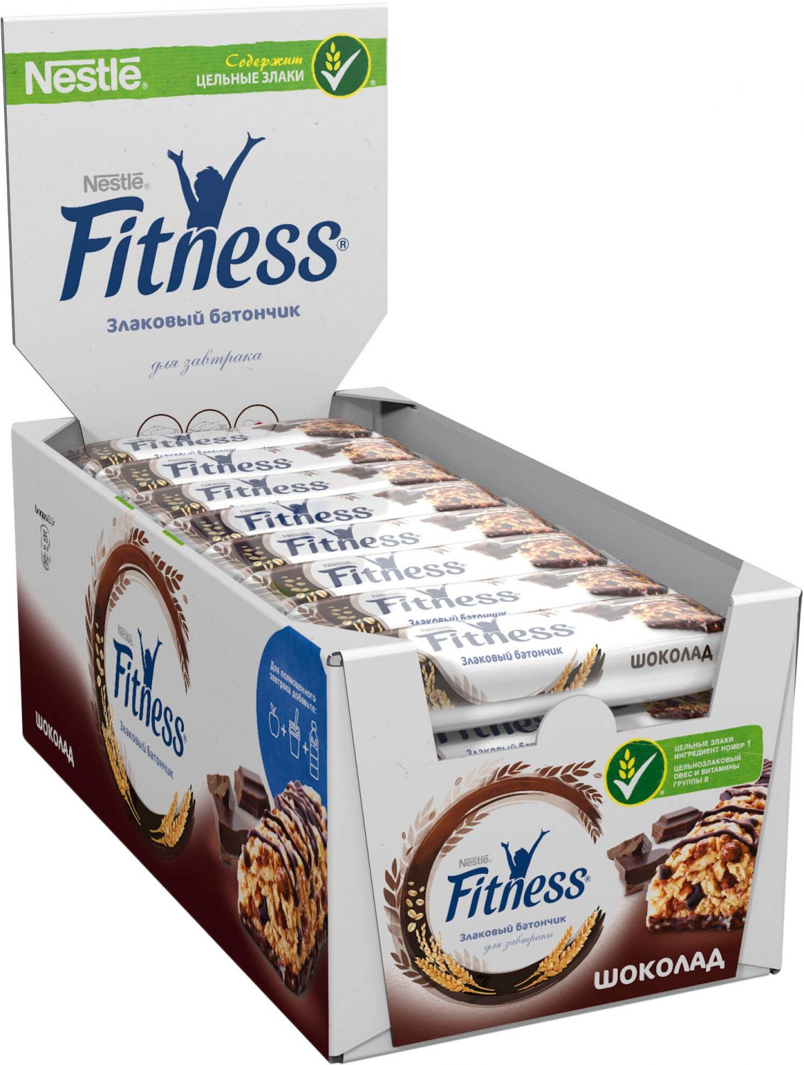 Упаковка батончиков злаковых Fitness с цельными злаками и шоколадом 24 ...